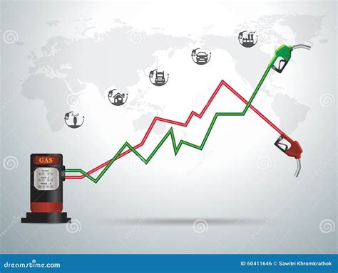 Vector Gasoline Pump Nozzle Gas Station With Business Graph