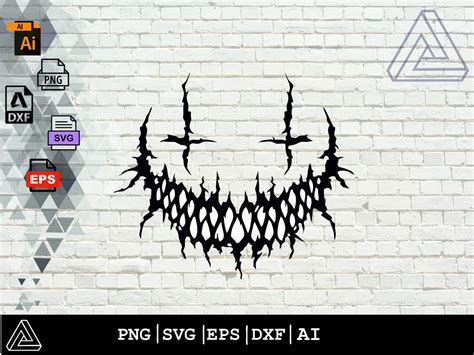Scary Smile Svg Horror Smile Clipart Creepy Face Cut File Creepy Smile Stencil Smiley