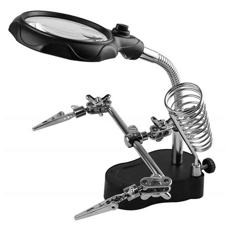 Taffware Tool Handle Soldering Helping Hand Magnifier Led Te 801