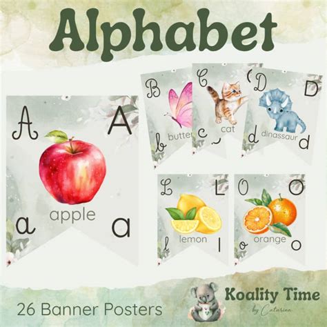 Alphabet Posters Banners For Printing Abc Cards For Classroom Decor