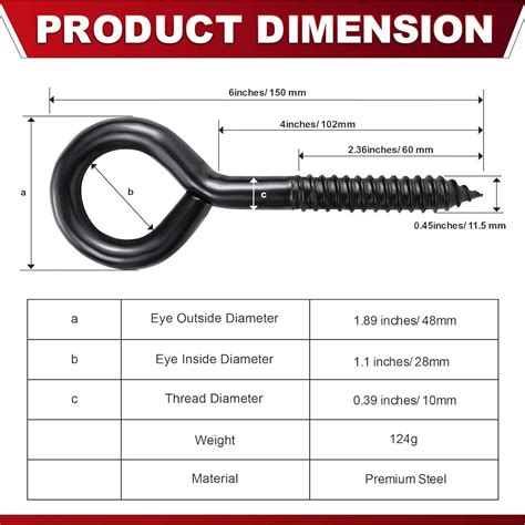 Large Eye Bolts Screw In Zaugontw 4pcs 6 Inch Heavy Duty Screw Eyes