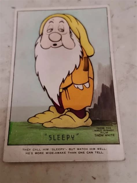 Postcard Walt Disneys Snow White And Seven Dwarfs Sleepy Vintage