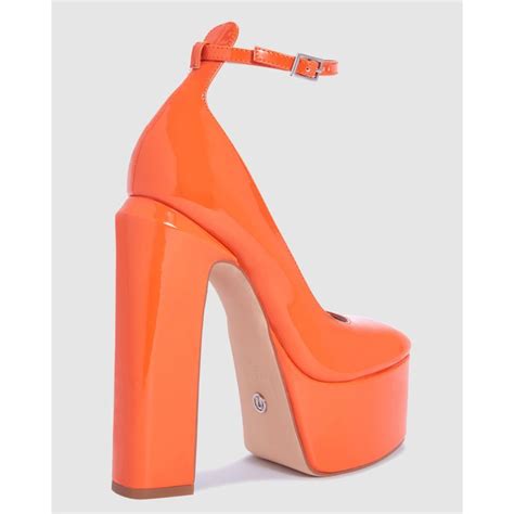 Zippedy Heels In Orange Patent Buy Womens Heels Online Novo Shoes