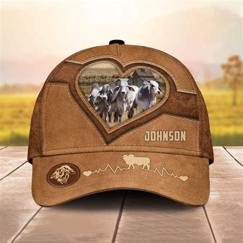 Brahman Cattle Heart Shaped Style Customized Name Cap Ca0179 Lasfour