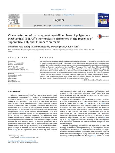 Pdf Characterization Of Hard Segment Crystalline Phase Of Polyether Pdf Characterization Of Hard Segment Crystalline Phase Of Polyether
