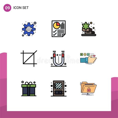 9 Universal Filledline Flat Color Signs Symbols Of Magnet Tool Report Symbols Crop Stock