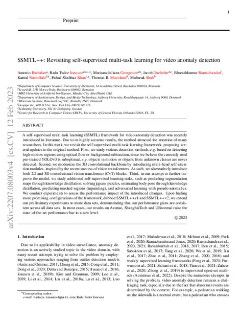 Pdf Ssmtl Revisiting Self Supervised Multi Task Learning For Video Anomaly Detection