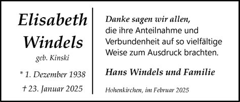Traueranzeigen Von Elisabeth Windels Nordwest Trauerde
