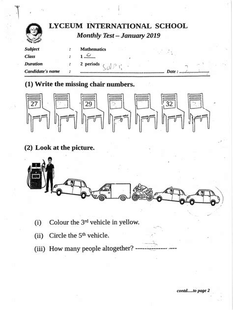 Lyceum Monthly Test Papers Class 1 Pdf