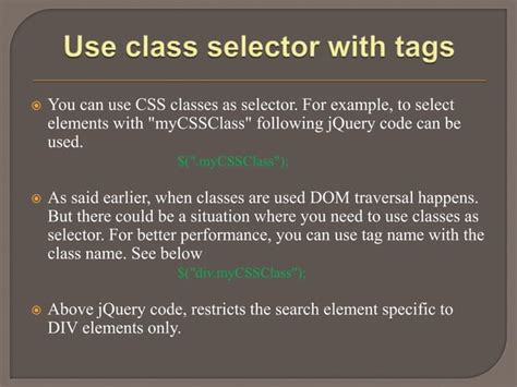 Efficient Use Of Jquery Selector Ppt
