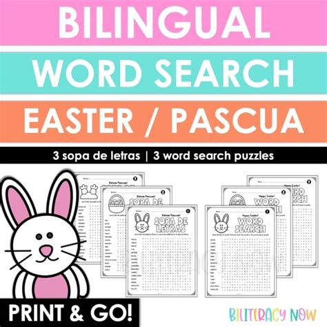 Bilingual Easter Word Search Puzzles Día De La Pascua Sopa De Letras