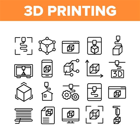 3d Printing Processing Collection Icons Set Vector 10150602 Vector Art At Vecteezy