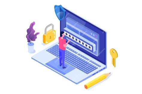 Premium Vector Data Access Password Isometric Concept Login Form On Screen