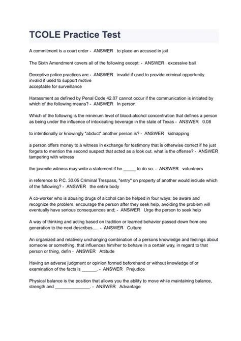 Tcole Practice Test A Graded 100 Verified 20232024 Tcole