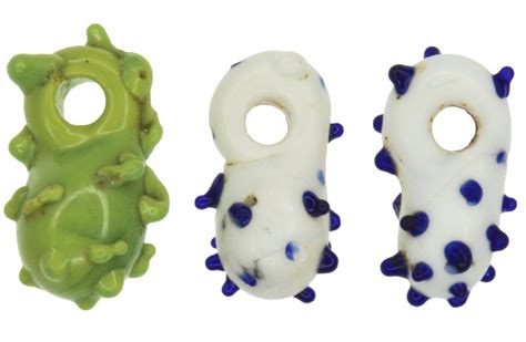 Rare Old Fancy Venetian Wound Glass Trade Beads 3pc Sb 22714 Tribalgh