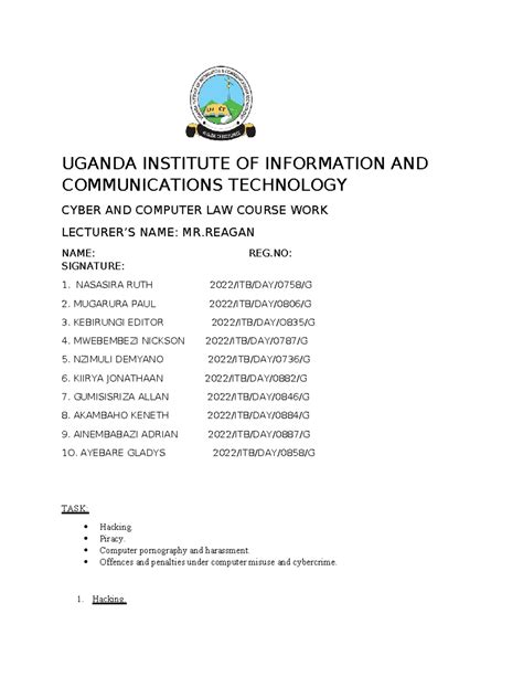 Cyber And Computer Law Hacking Uganda Institute Of Information And