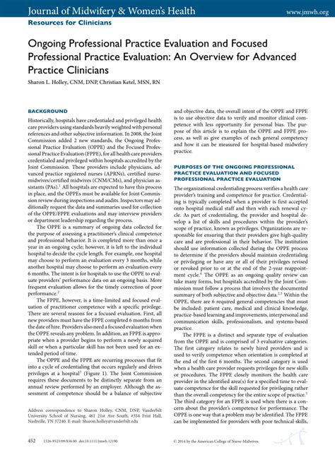 Pdf Ongoing Professional Practice Evaluation And Focused Professional