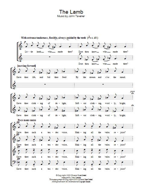 The Lamb By John Tavener Sheet Music For Satb Choir At Sheet Music Direct