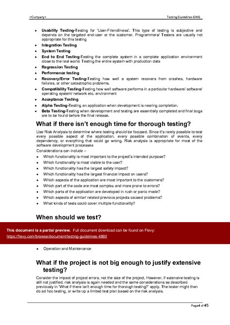 Testing Guidelines Word Template