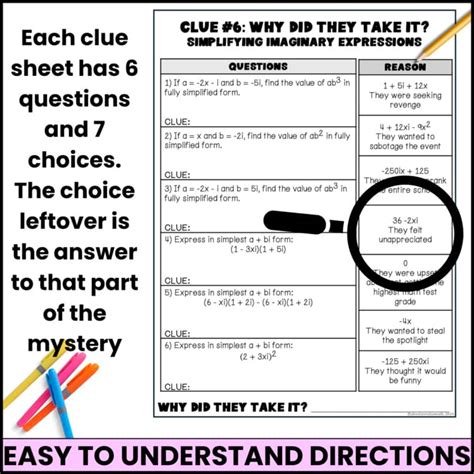 Algebra 2 Precalculus Complex Numbers Mystery Project Imaginary Numbers