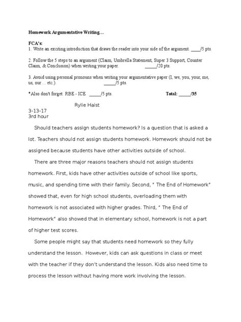 Student Work Samples Pdf Homework