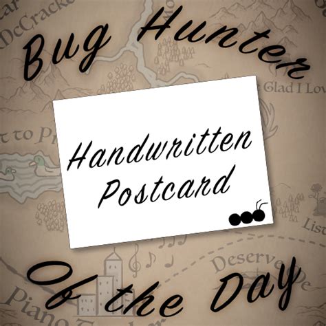 Handwritten Postcard Of The Day Bug Hunter
