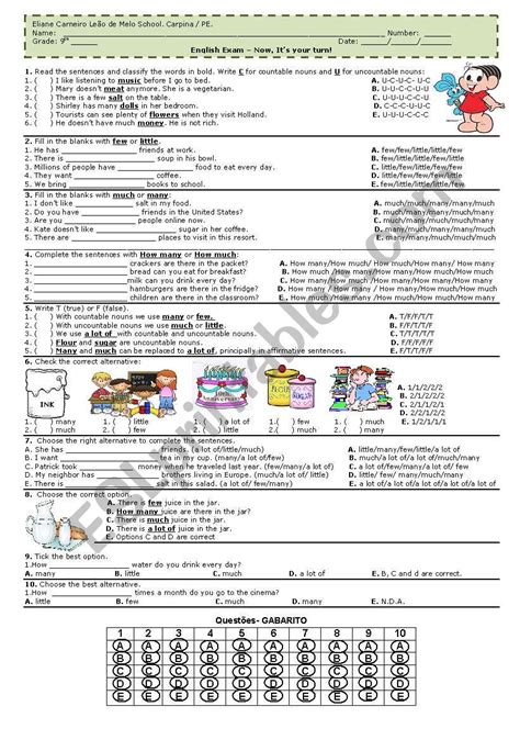 Quantifiers Multiple Choice Esl Worksheet By 5839