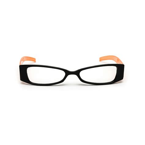 Unisex Rectangular Reading Glasses Black And Orange Clear Demo