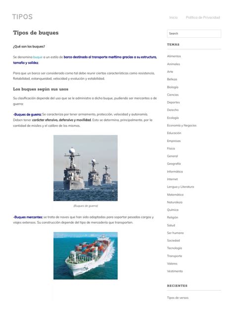 Tipos De Buques Tipos Pdf