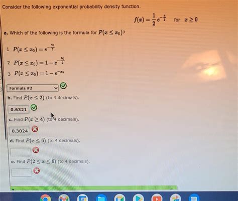 Solved Consider The Following Exponential Probability
