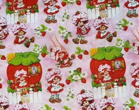 Fat Quarter 100 Cotton Strawberry Shortcake Fabric 18x22 Customize