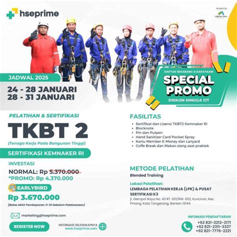 Pelatihan Tkbt 2 Sertifikasi Kemnaker Ri Hseprime