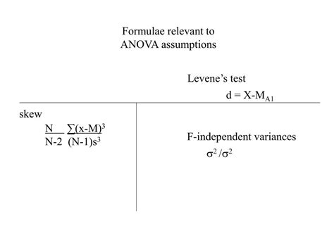 Ppt Formulae Relevant To Anova Assumptions Powerpoint Presentation