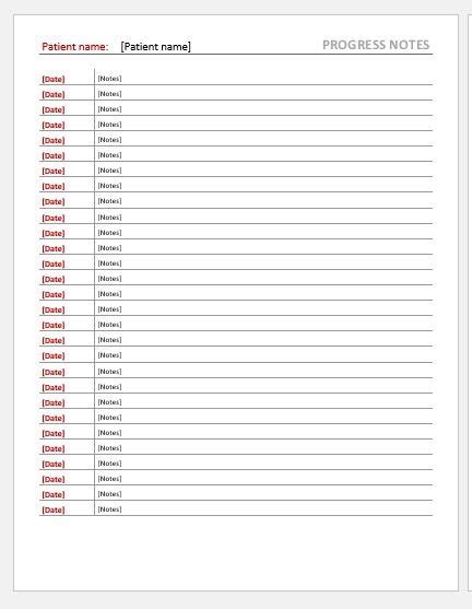Patient Progress Notes Templates For Ms Word Download File
