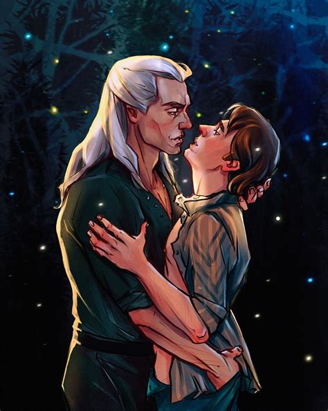 Geralt Of Rivia And Jaskier Romantic Gay Art Print Witcher Geraskier Fanart Gay Couple In Love