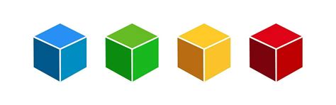 3d Color Cube Icons Set Cube Blue Green Yellow Red Color Or Square Shape Symbol Geometric
