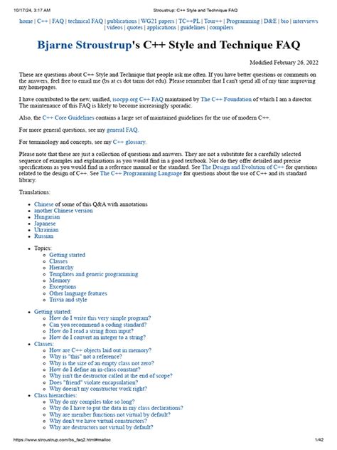 Stroustrup C Style And Technique Faq Pdf C Class Computer Programming