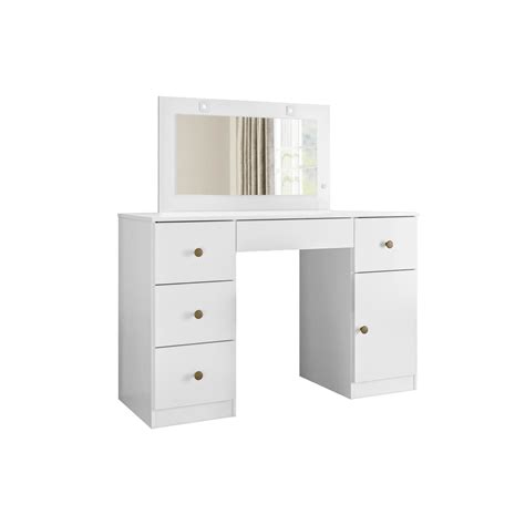 Tocador Sonhos 1 Puerta 4 Cajones Con Espejo Blanco Lider