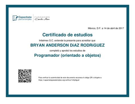 Certificado De Programador Orientado A Objetos Pdf Informática