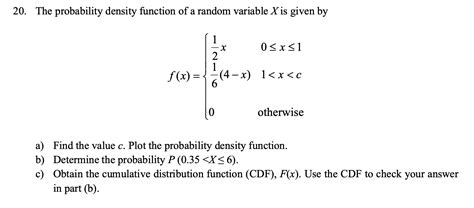 Solved The Probability Density Function Of A Random Chegg