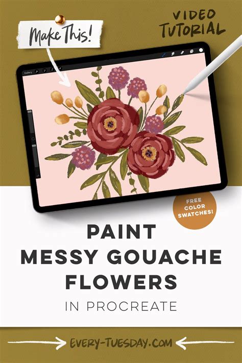 Easy Messy Gouache Flowers in Procreate - Every-Tuesday | Gouache flowers, Procreate ipad ...