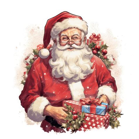 Premium Photo Jolly Santa Claus With Rosy Cheeks And A Sack Of Presents On White Background