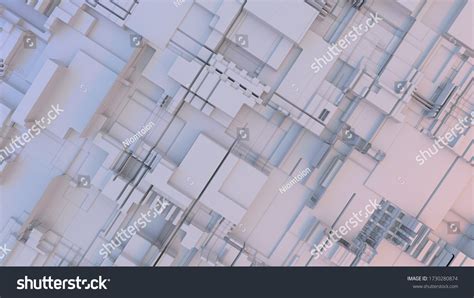 3d Abstract City Model Microcircuit Blank Stock Illustration 1730280874