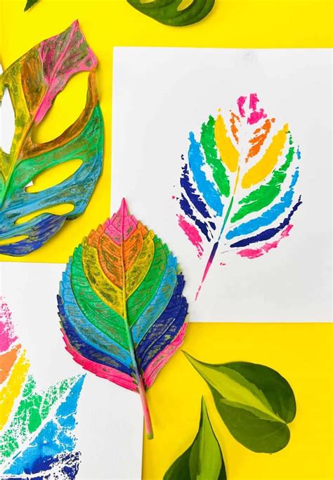 Painted Leaf Art How To Paint Leaves Rainbow Leaf Art Project Leaf