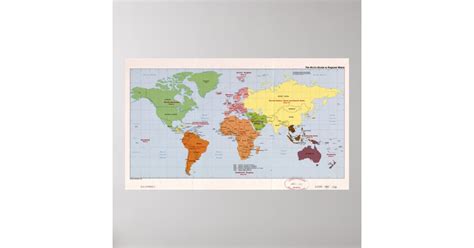 World Political Regional Map 1985 Poster Zazzle