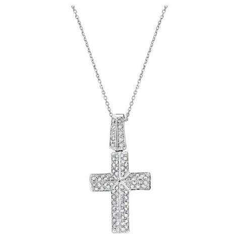 Diamond Cross Necklace 49cttw 14k White Gold For Sale At 1stdibs