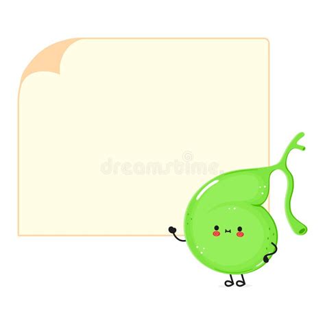 Cute Funny Gallbladder Poster Character Vector Hand Drawn Cartoon