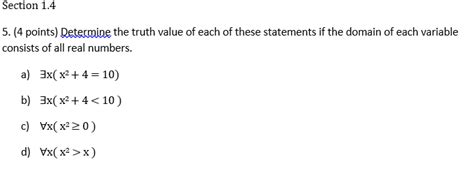 Solved Determine The Truth Value Of Each Of These Statements