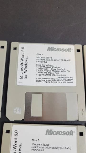 Microsoft Word 60 Full Windows Set 9 Disk Floppy Vintage 3439