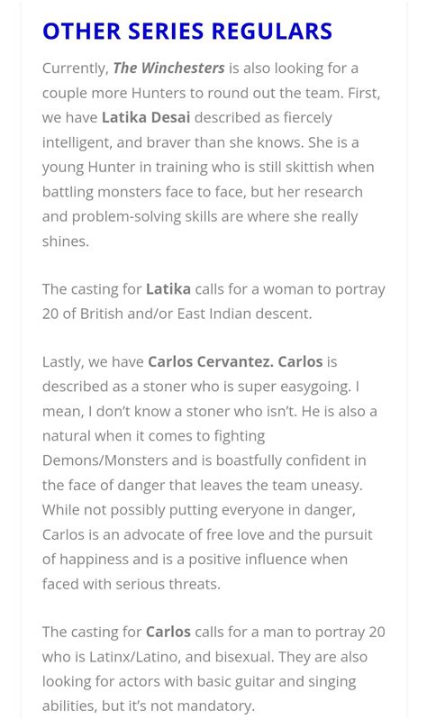 New Prequel Casting Info Supernatural